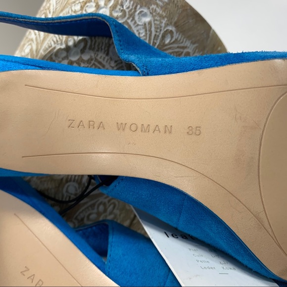 Zara | Shoes | Nwt Zara Slingback Turquoise Leather Pointy Toe 35 ...